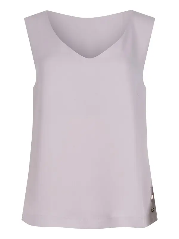 Herno Sleeveless V-neck Top With Curved Hem - White