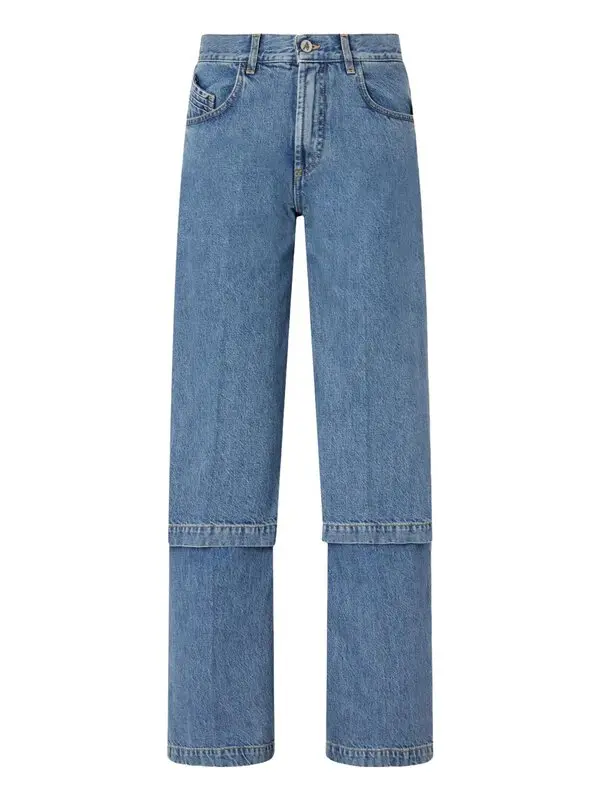Attico Paneled High-rise Wide-leg Jeans - Blue