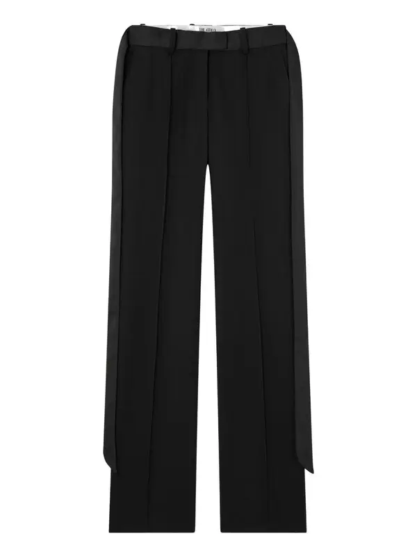 Attico Tie-detailed Belted Wool-twill Straight-leg Pants - Black