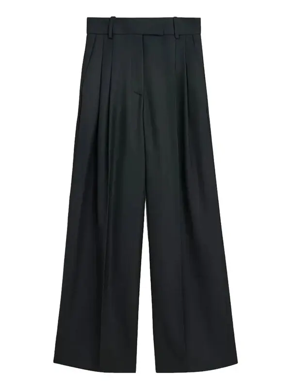BY MALENE BIRGER Cymbaria High-waisted Pleated Wide-leg Trousers - Black