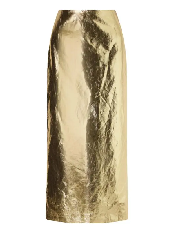 Gabriela Hearst Manuela Linen Midi Skirt - Golden