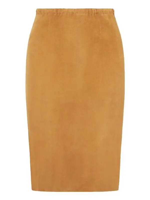 Stouls Leather Midi Skirt - Brown