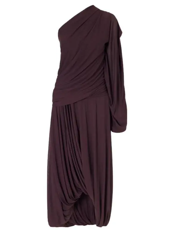 Proenza Schouler One-shoulder Draped Midi Dress - Black