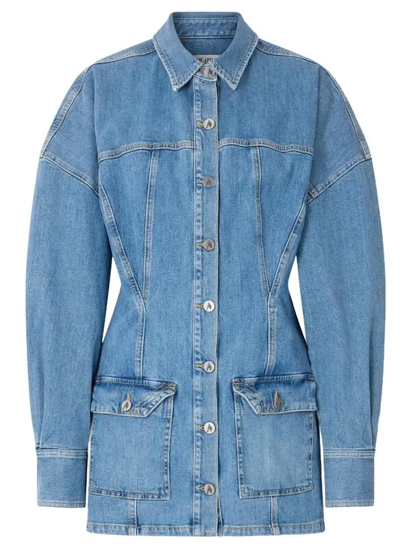 Attico Paneled Denim Mini Dress - Blue