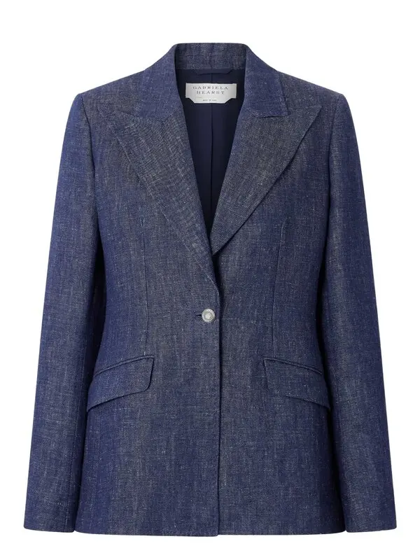 Gabriela Hearst Levia Darted Linen-chambray Blazer - Navy Blue