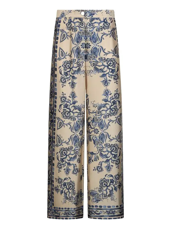 Liu Jo Paisley Printed Wide-leg Trousers - Nude