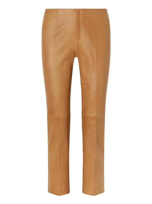 Stouls Leather Slim-fit Pants - Brown