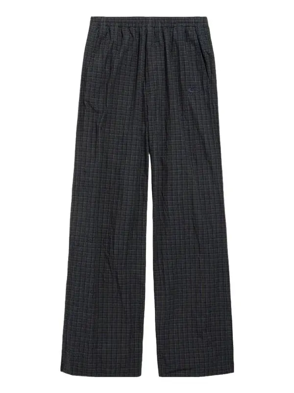 Balenciaga Checkered Elastic-waist Pants - Navy Blue/dark Green