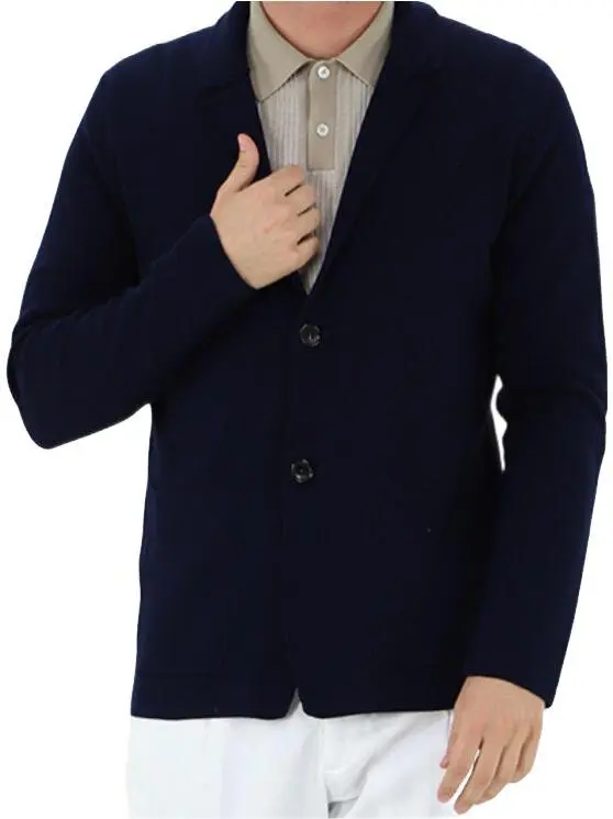 ROBERTO COLLINA Patch-pocket Cardigan - Navy