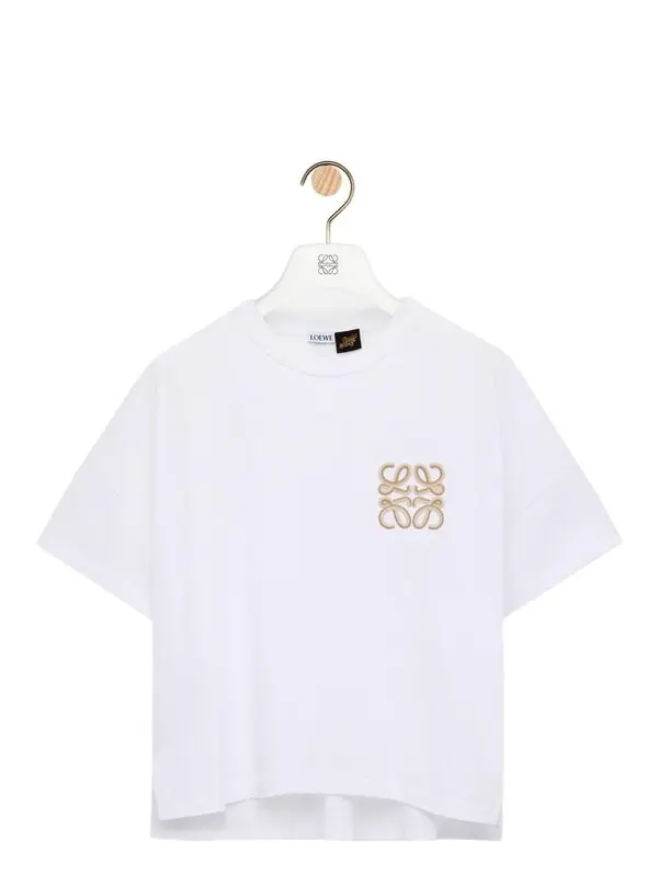 Loewe Anagram Crochet Embroidered Crewneck T-shirt - White
