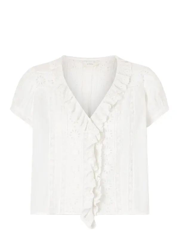 DÔEN Lace-trimmed Organic Cotton-voile Blouse - White