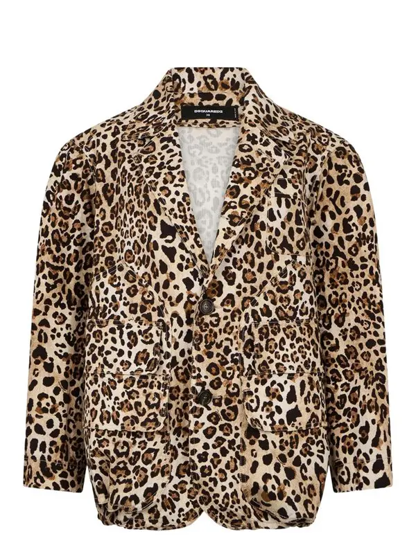Dsquared2 Animal Print Single-breasted Jacket - Nude