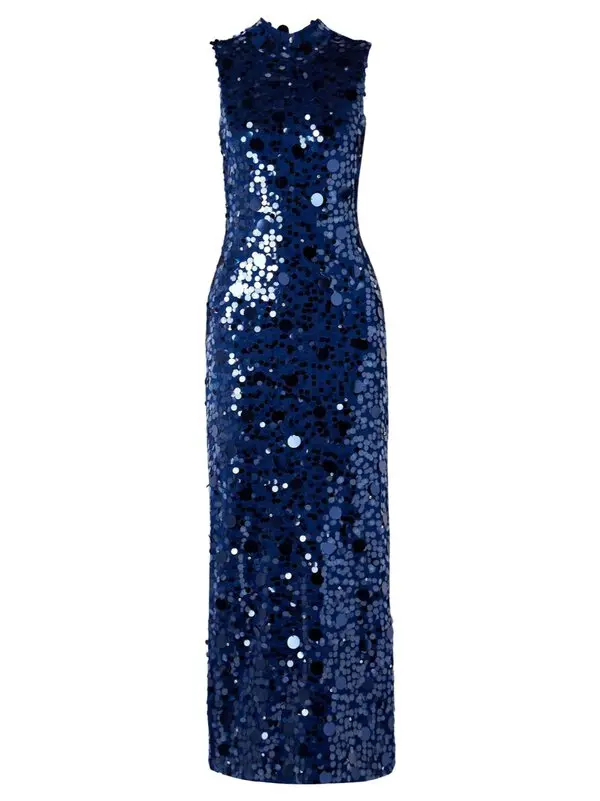 Carolina Herrera Sequined Maxi Dress - Navy Blue