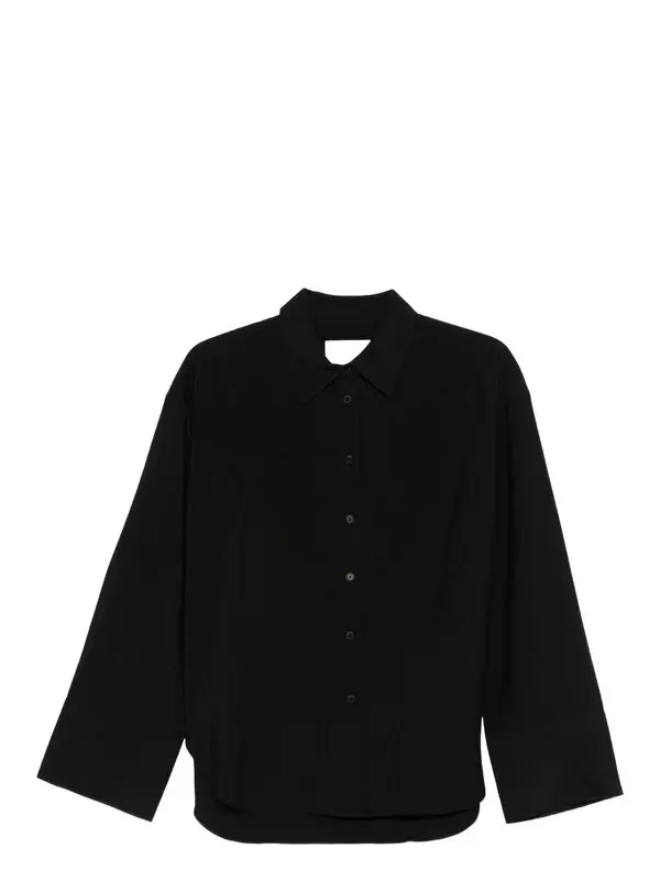 Closed Embroidered Long Sleeve Shirt - Black