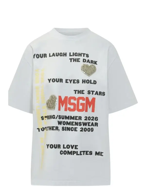 MSGM Embellished Logo T-shirt - White
