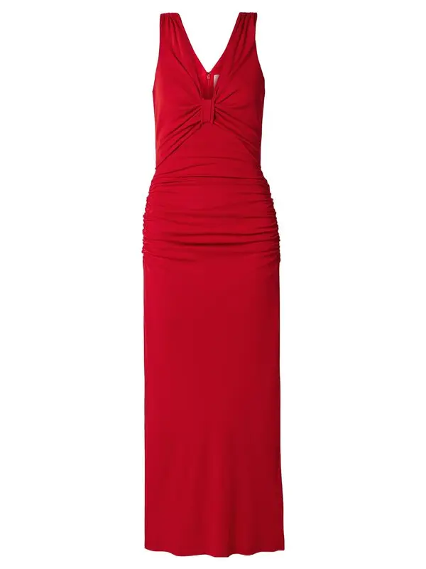 Carolina Herrera Pleated Knit Dress - Red