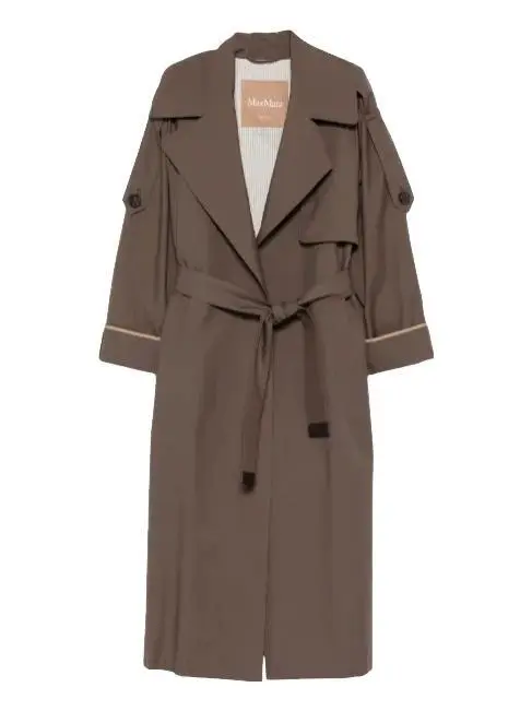 Max Mara Tie-belted Jacket With Notched Lapel - Brown