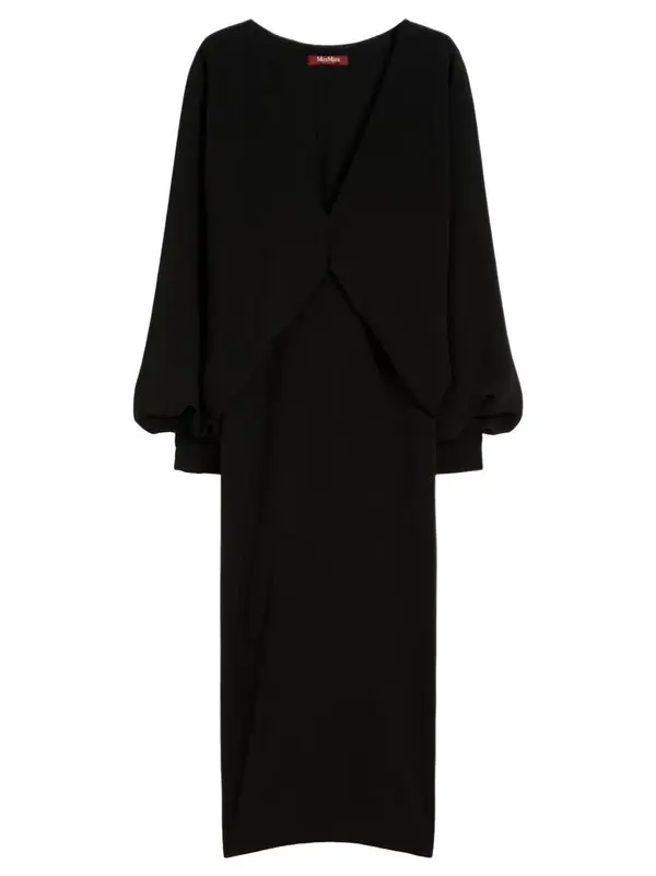 Max Mara V-neck Midi Dress - Black