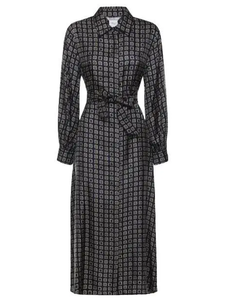 Max Mara Printed Tie-waist Midi Dress - Blue