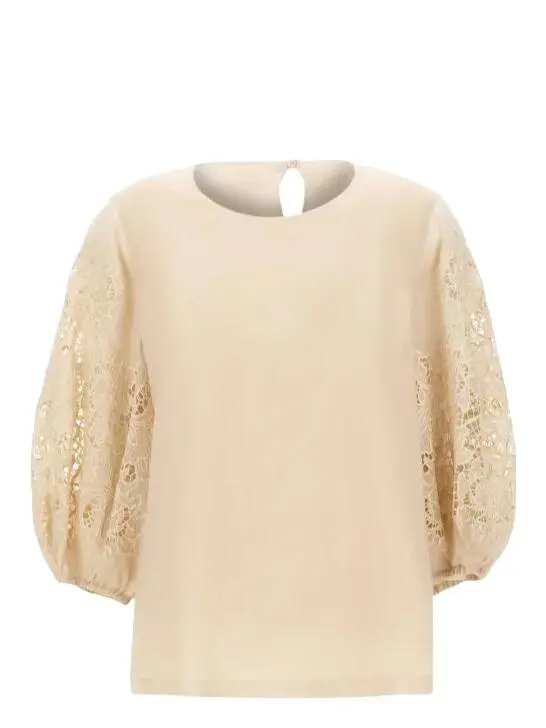 Max Mara Macramé Sleeve Blouse - Beige