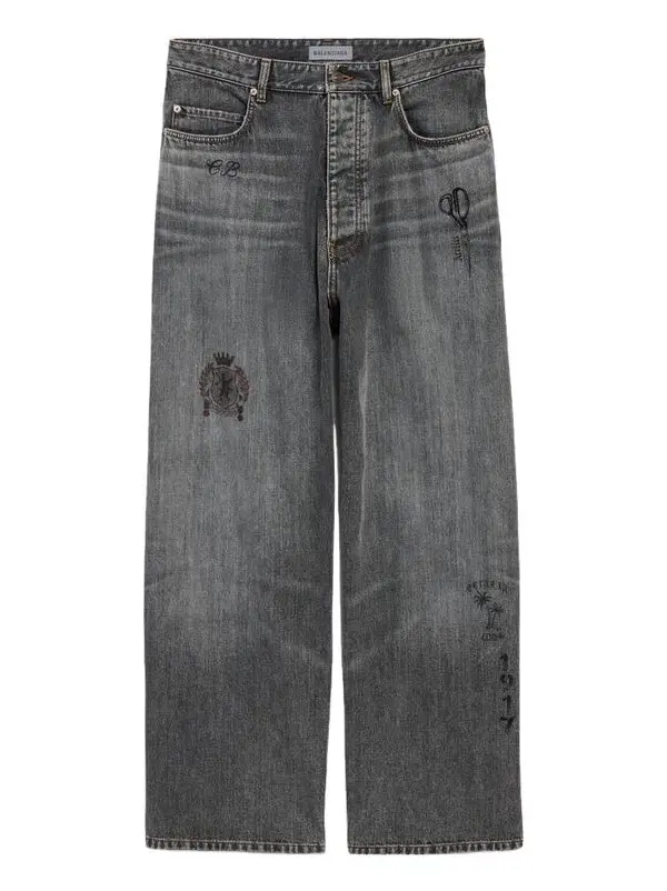 Balenciaga Tattoo Baggy Jeans - Dark Grey