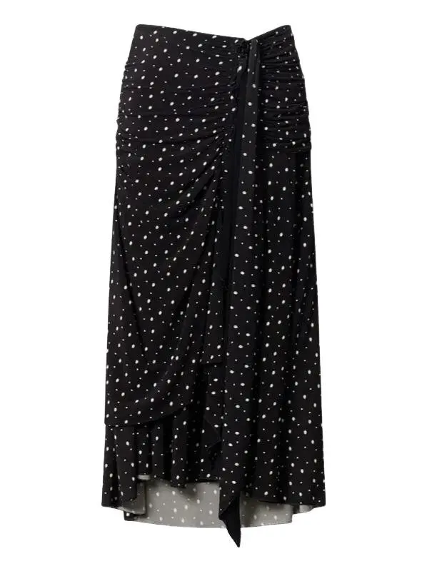 Isabel Marant Étoile Gyelle Draped Polka Dot Skirt - Black