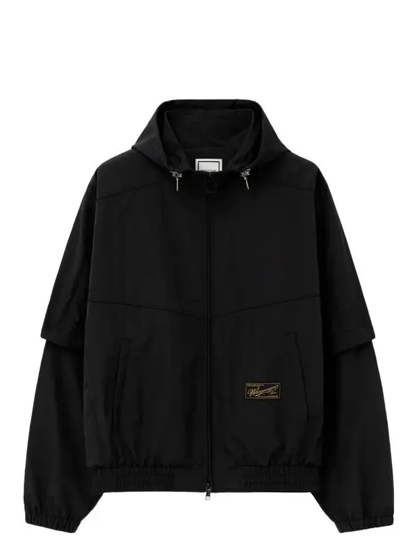 WOOYOUNGMI Zip-up Hooded Windbreaker Jacket - Black