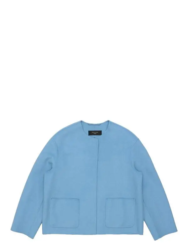 Max Mara Round Neck Long Sleeve Casual Jacket - Blue