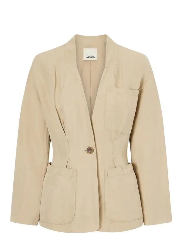 Isabel Marant Étoile Button-fastening Pocket-detail Coat In Linen And Silk - Nude