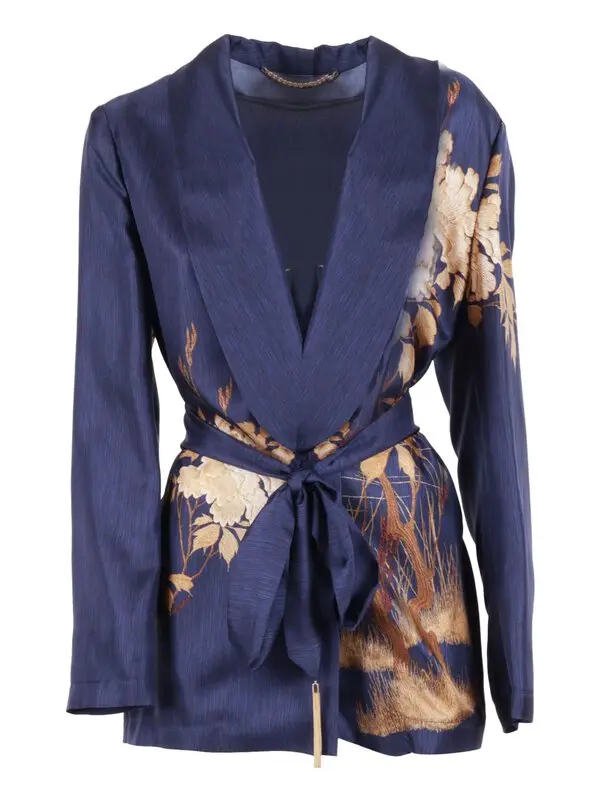 Max Mara Floral Print Belted Tunic - Blue