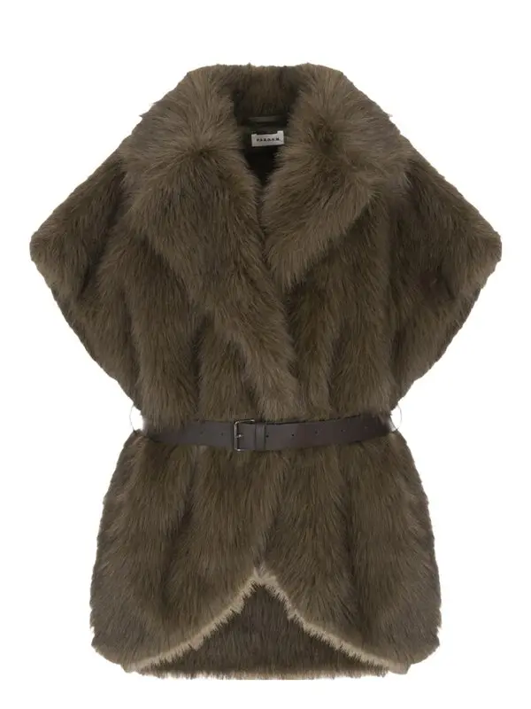 P.a.r.o.s.h Belted Faux Fur Gilet - Brown