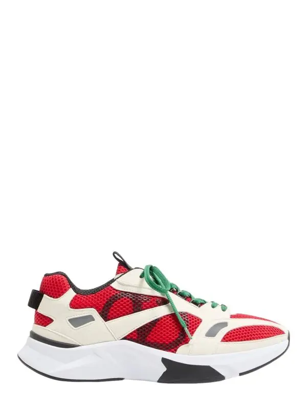 Valentino Garavani Demivee Trainers In Mesh And Suede - White/red