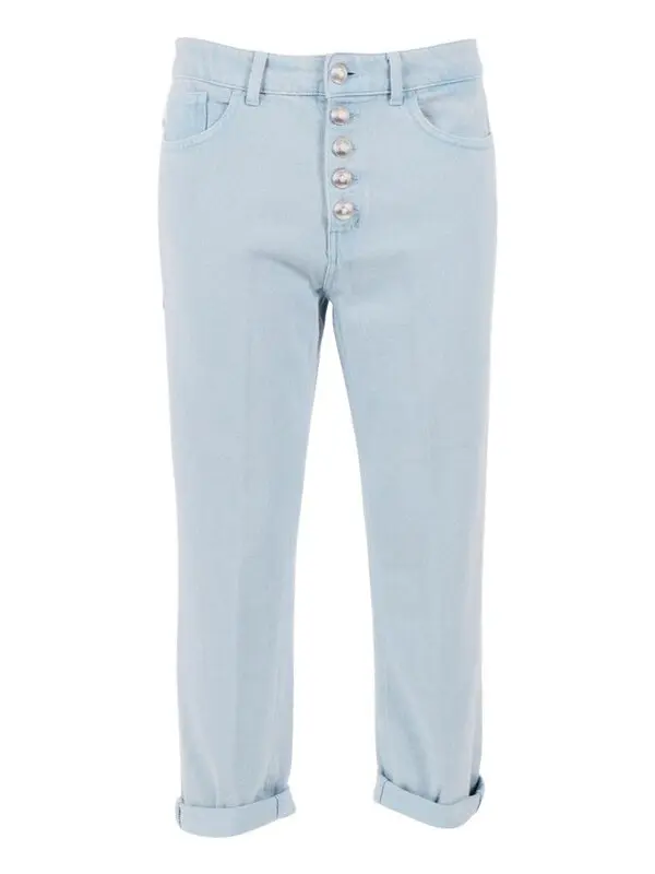 DONDUP Button Cropped Jeans - Light Blue