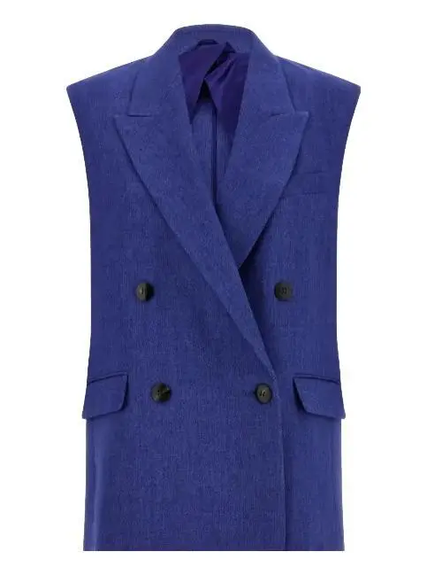 Max Mara Aia" Double-breasted Peak Lapel Waistcoat - Blue