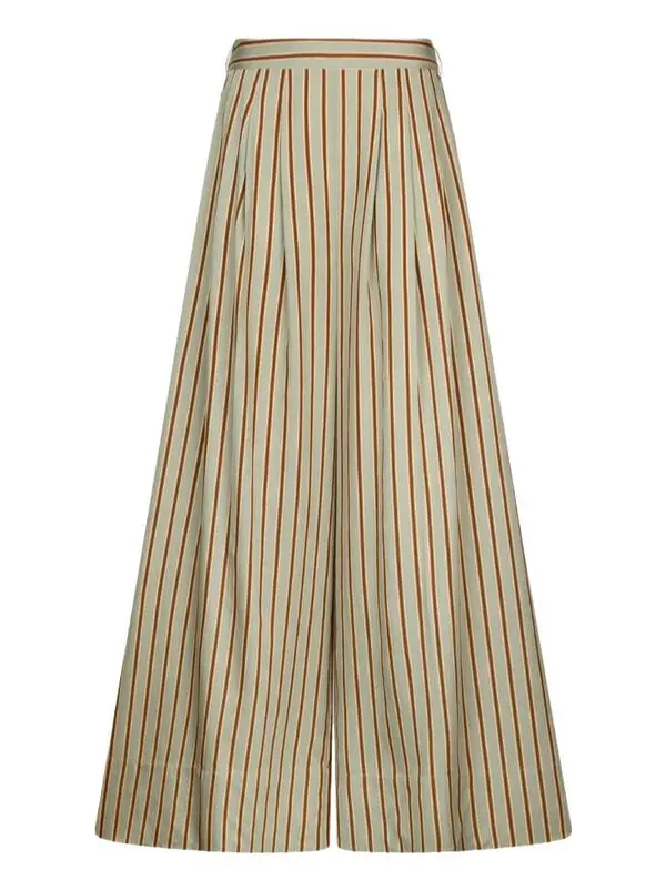 Liu Jo Striped Wide-leg Trousers - Green