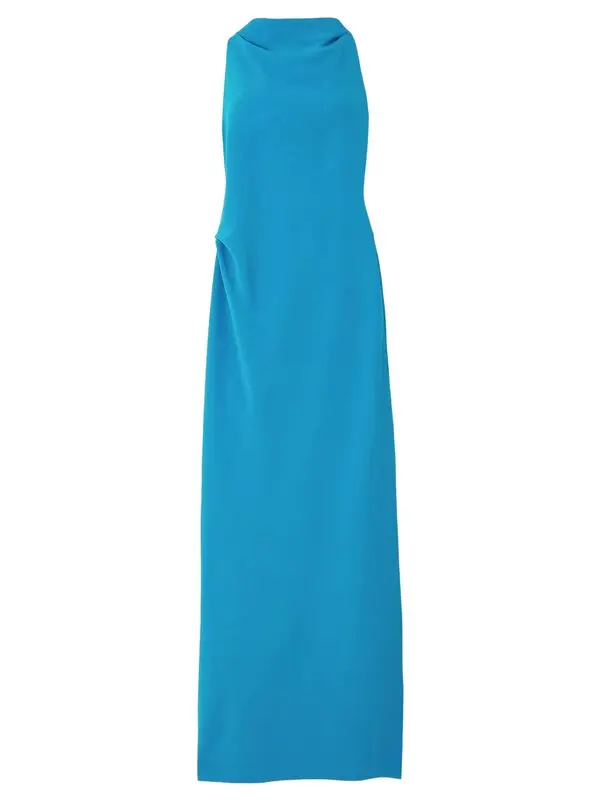 Proenza Schouler Backless Pleated Crepe Gown - Turquoise