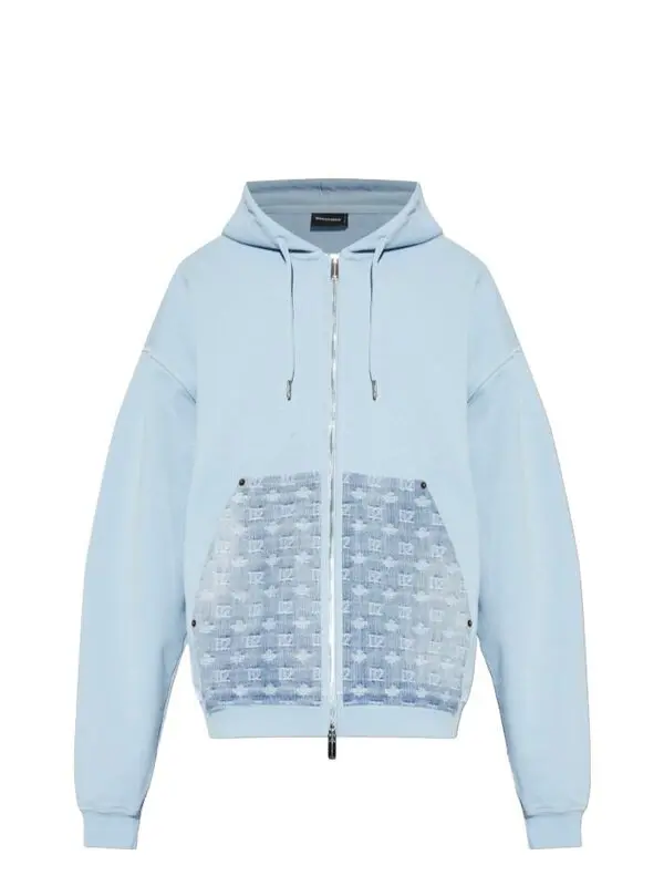 Dsquared2 Monogrammed Denim Pocket Hoodie - Blue