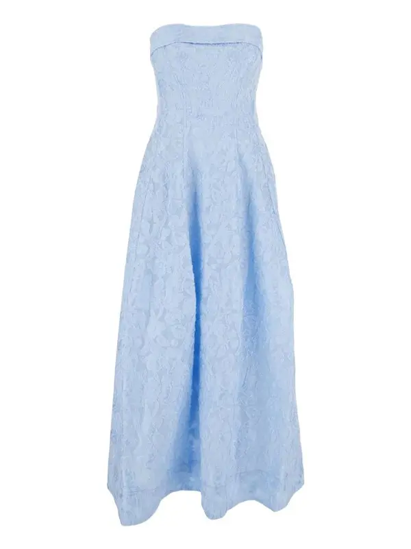 Simkhai Strapless Embroidered Maxi Dress - Blue