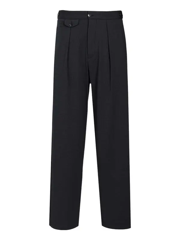 Emporio Armani Pleated Virgin Wool Trousers - Black