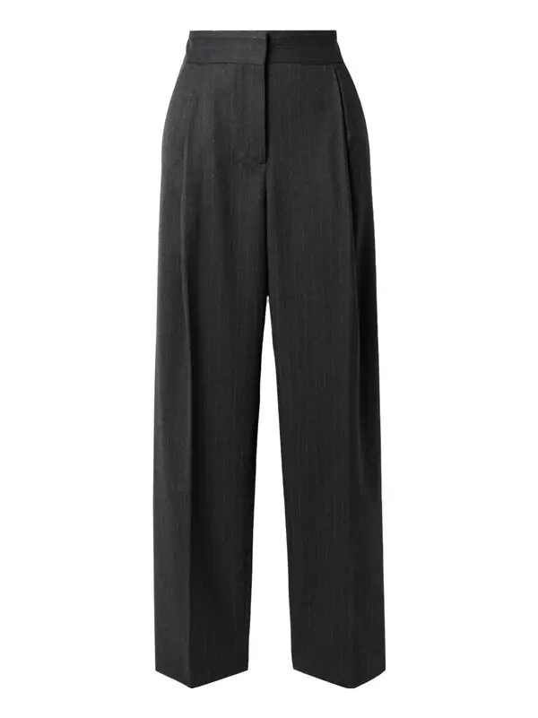 Christopher Esber Striped Tailored High-rise Straight-leg Trousers - Black