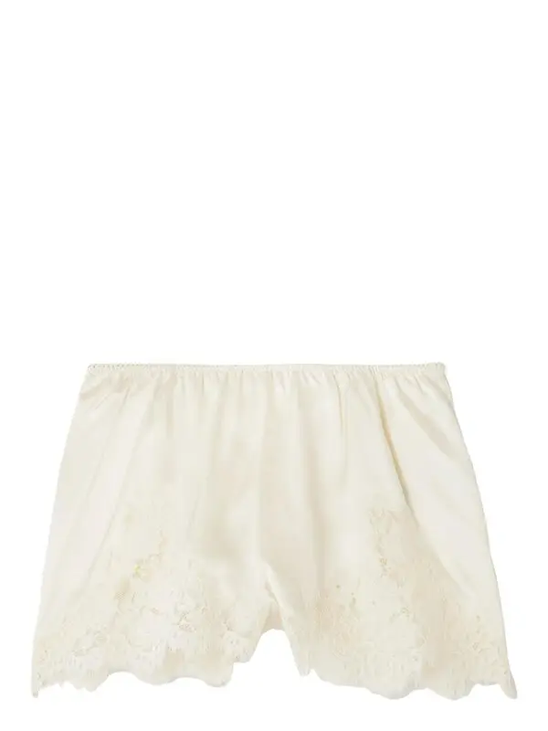 DÔEN Lace-trimmed Silk-satin Shorts - White