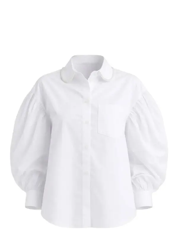 Simone Rocha Long-sleeved Shirt With Pearl Embellishments - White