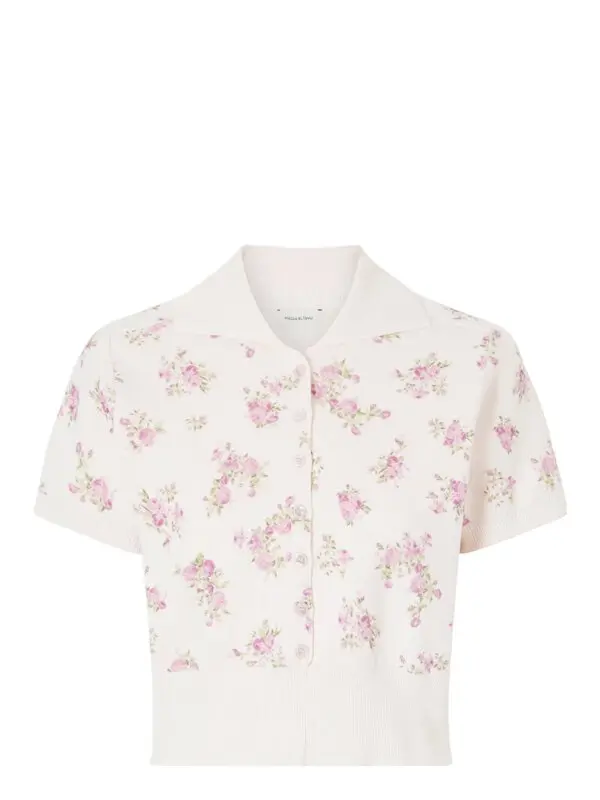 Magda Butrym Floral-print Cotton Polo Shirt - White