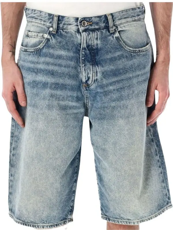 ICON DENIM LOS ANGELES Relaxed Fit Distressed Denim Shorts - Gray