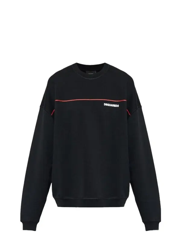 Dsquared2 Logo Trim Crewneck Sweatshirt - Black