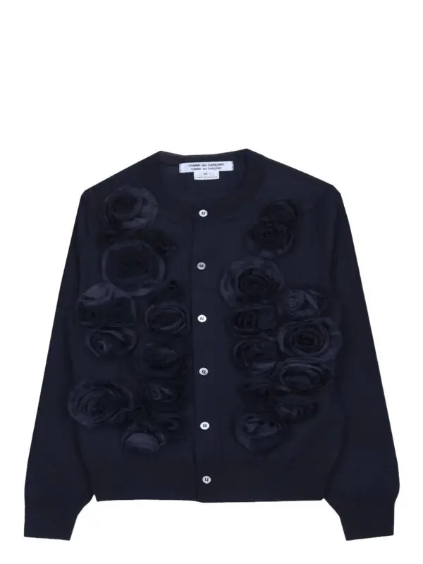 Comme Des Garçons Floral Embellished Knitwear Cardigan - Black