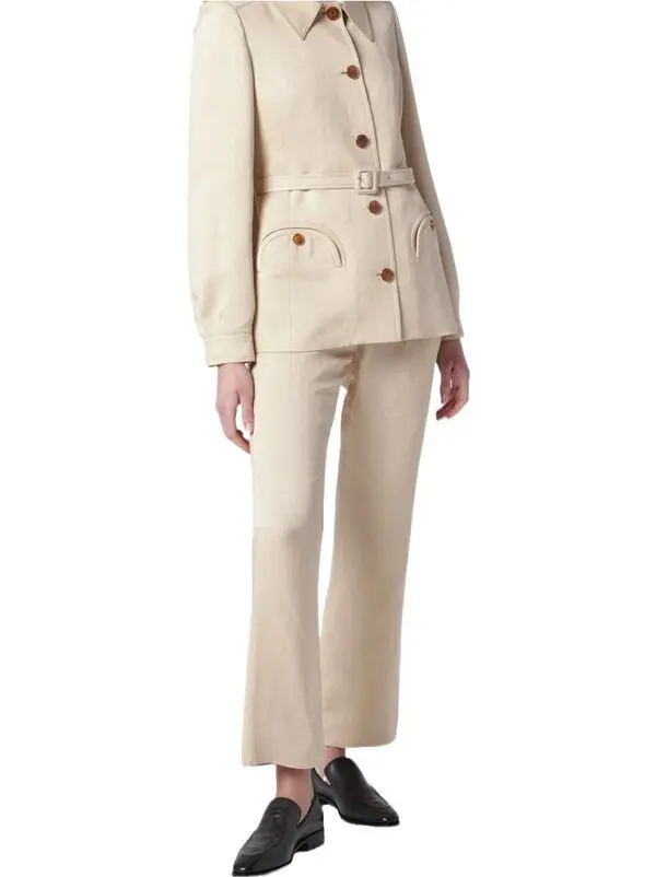 BLAZÉ MILANO Straight-leg Casual Pants With Side Zip And Decorative Smiley Pocket - Champagne-colored