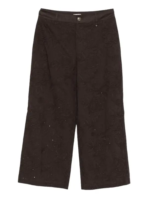 Liu Jo Embroidered Floral Trousers - Black
