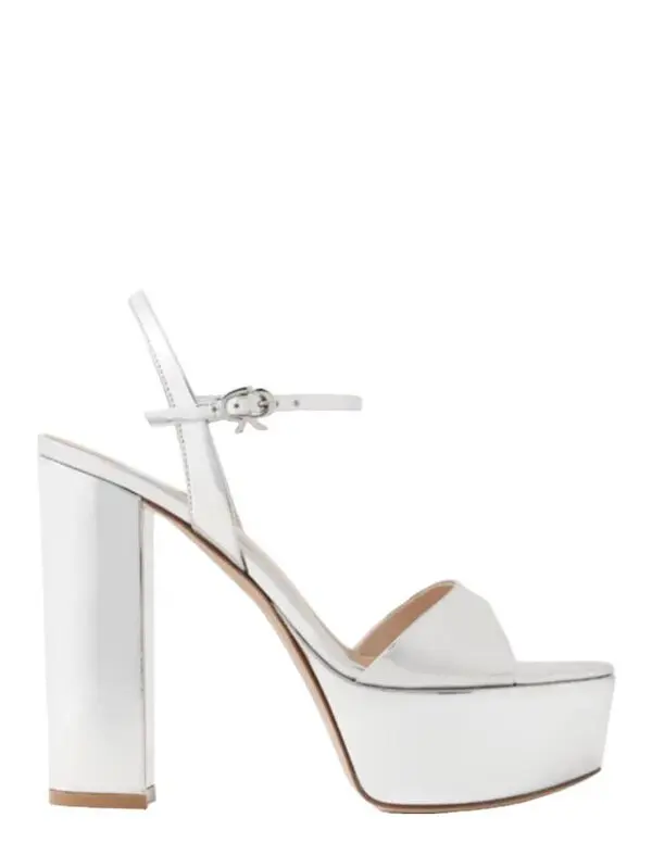 GIANVITO ROSSI 85mm Marlema Metallic Leather Platform Sandals - White
