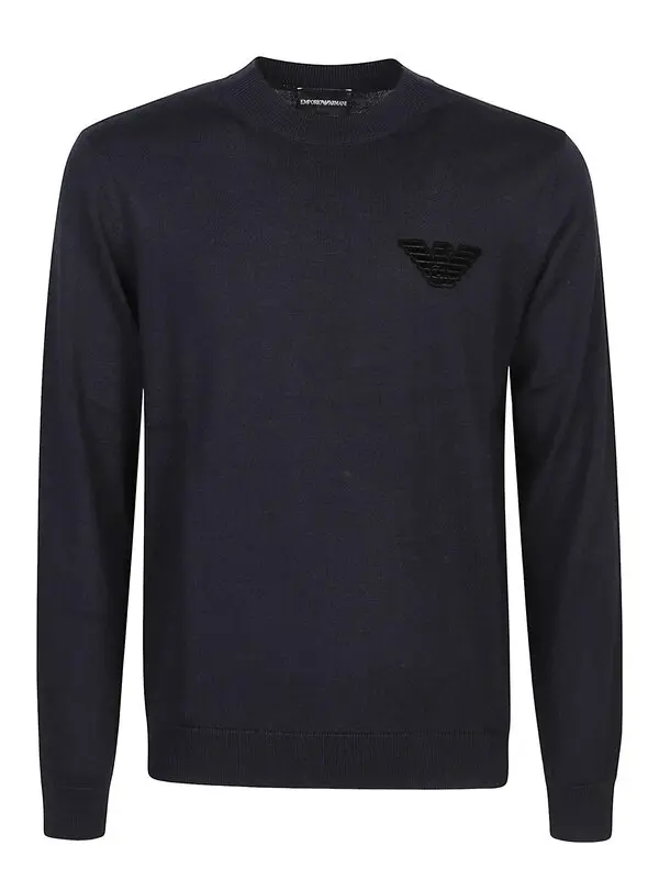 Emporio Armani Logo Embellishment Sweater - Black